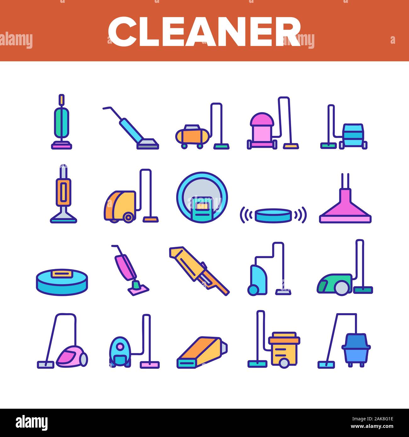Vacuum Cleaner Device Collection Icons Set Vector Stock Vector Image ...