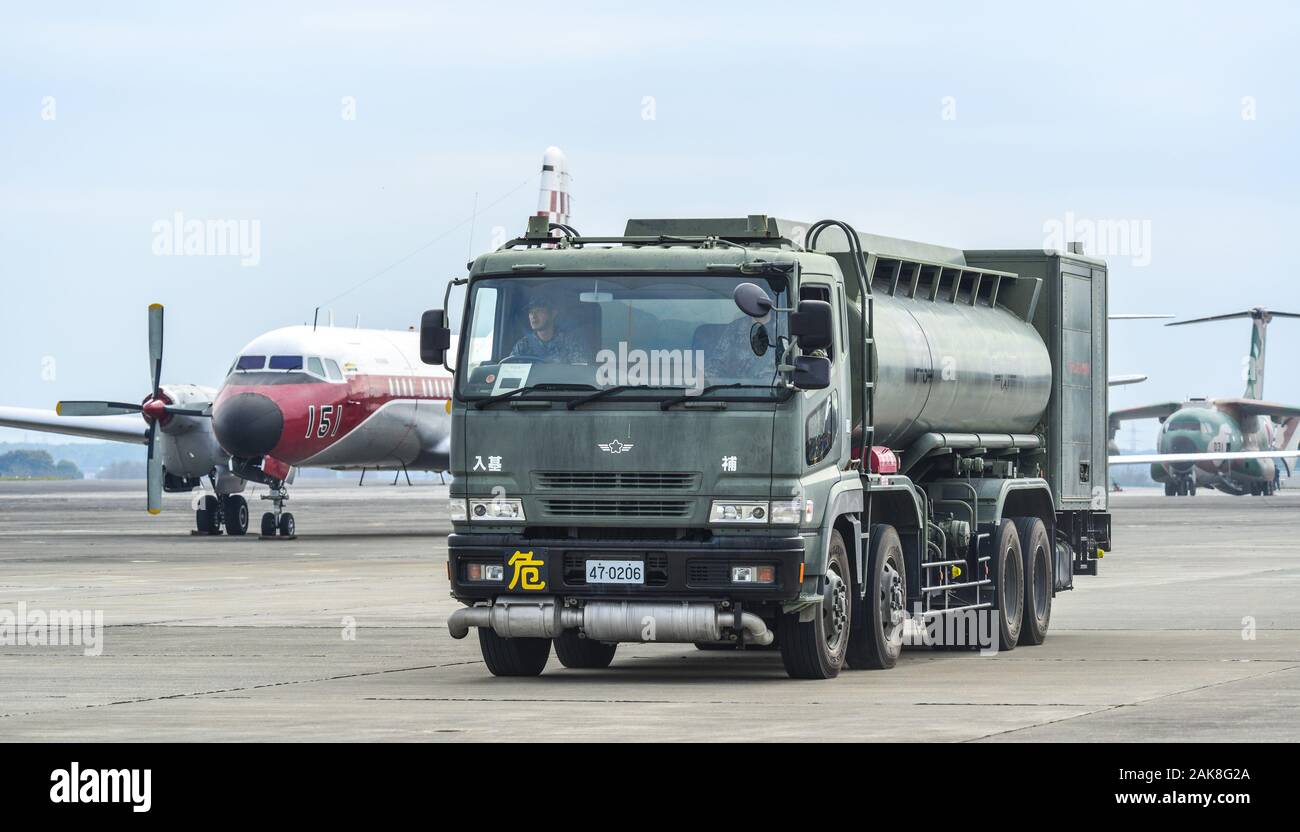 Saitama, Japan - Nov 3, 2019. Fuel tanker truck of Japan Air Self ...