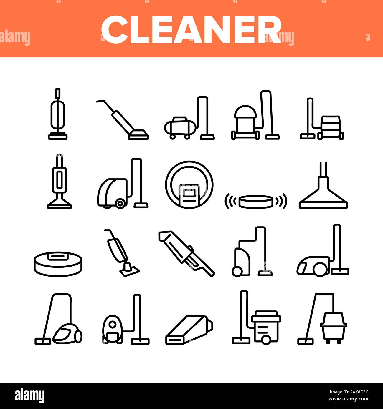 Vacuum Cleaner Device Collection Icons Set Vector Stock Vector Image ...