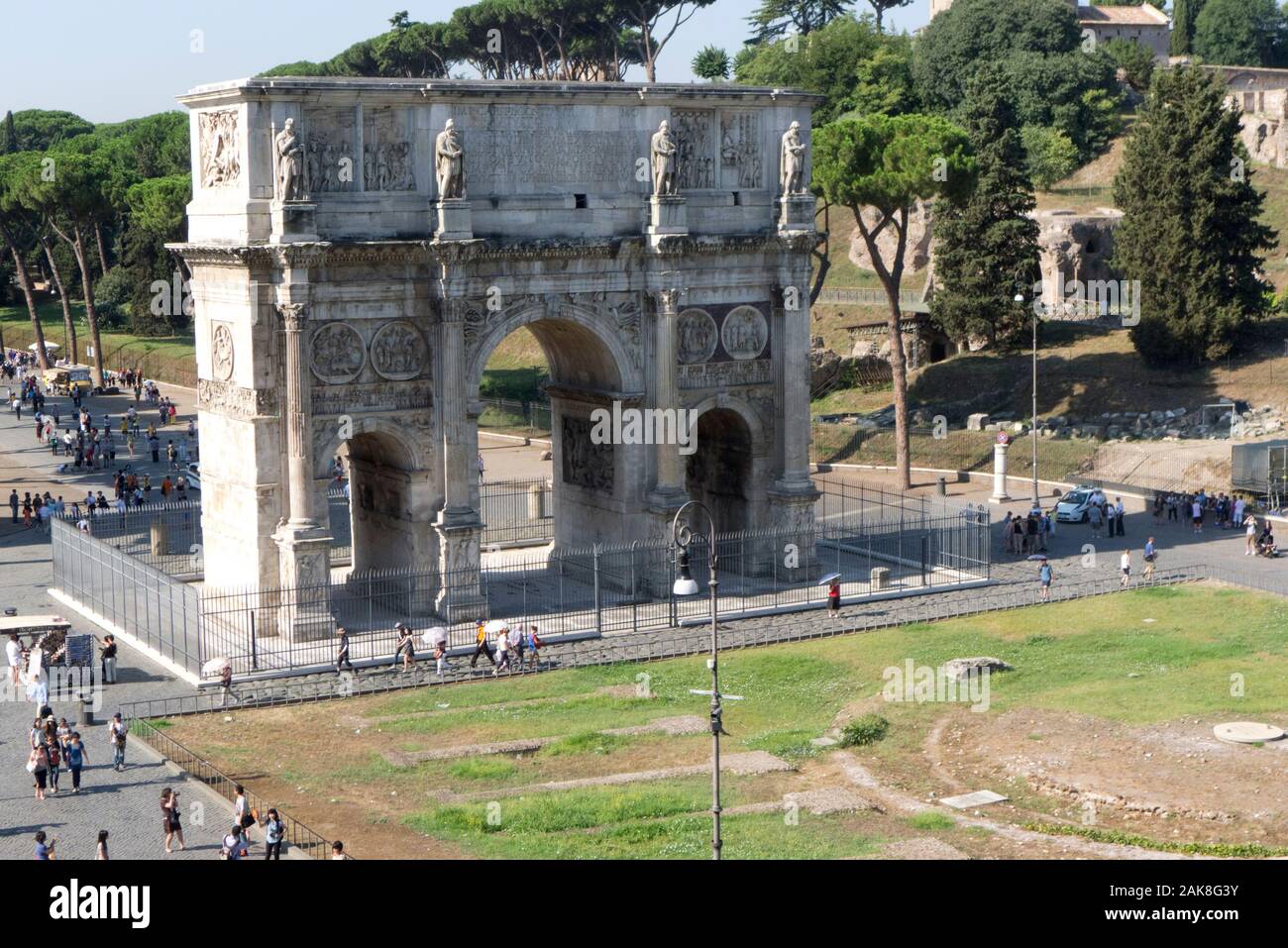 The Arch of Constantine Between The Colosseum and the Palatine Hill In ...