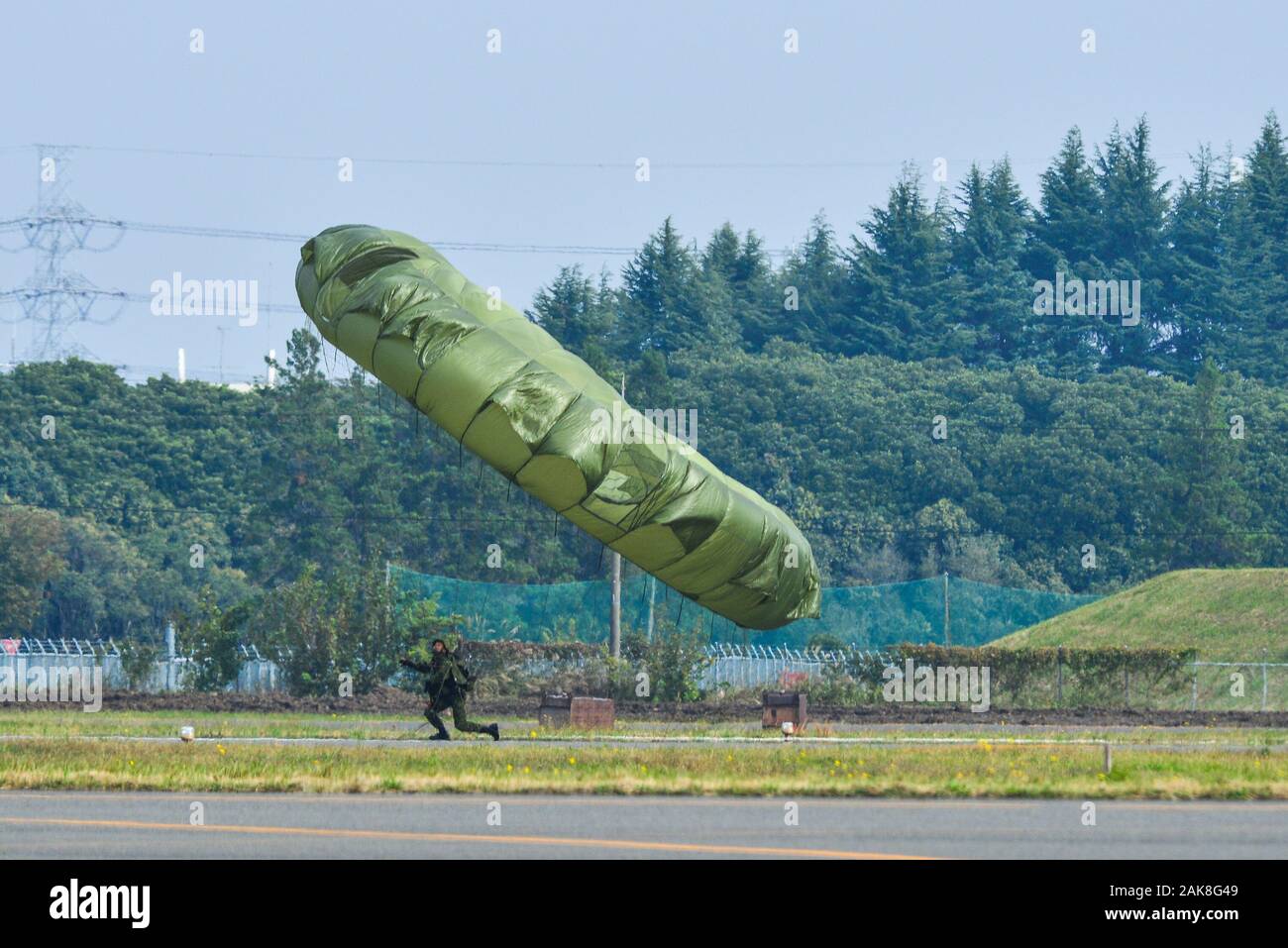 Saitama, Japan - Nov 3, 2019. Paratroopers of Japan Self Defence Force ...