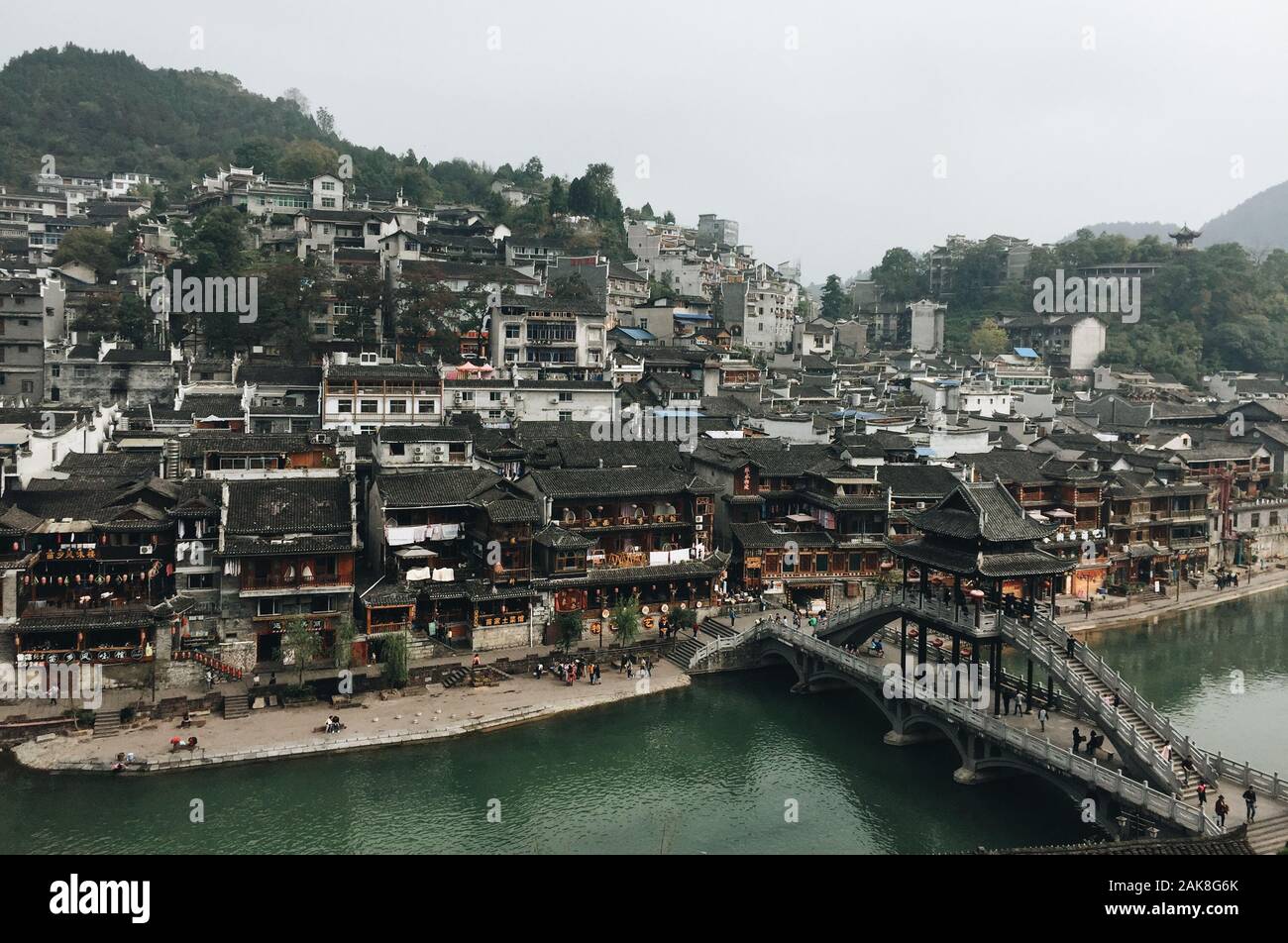 Hunan, China - Nov 6, 2015. View of Fenghuang Old Town in Hunan, China ...