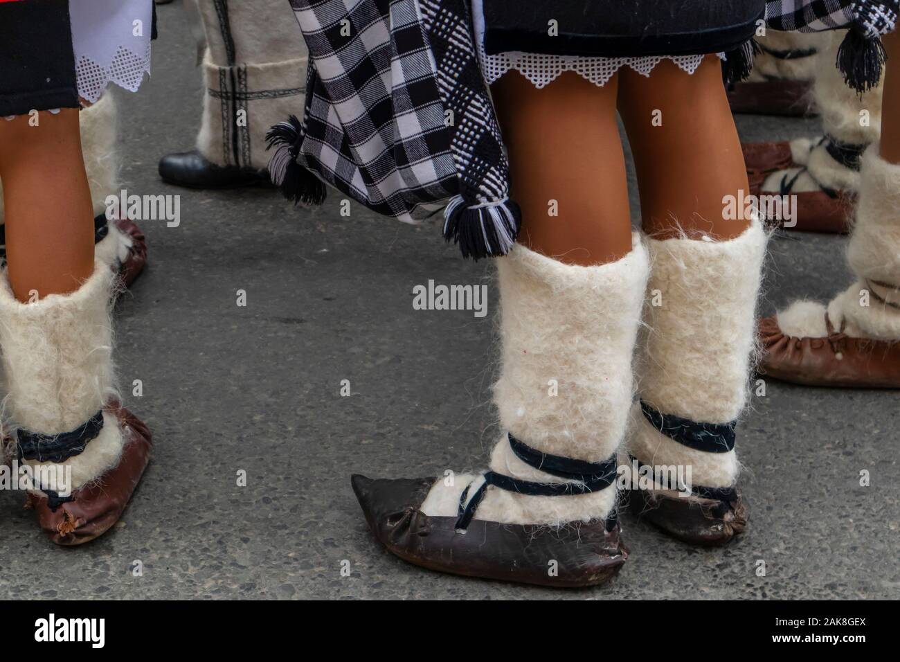Maramures traditional costumes. Traditional Romanian peasant sandals ...
