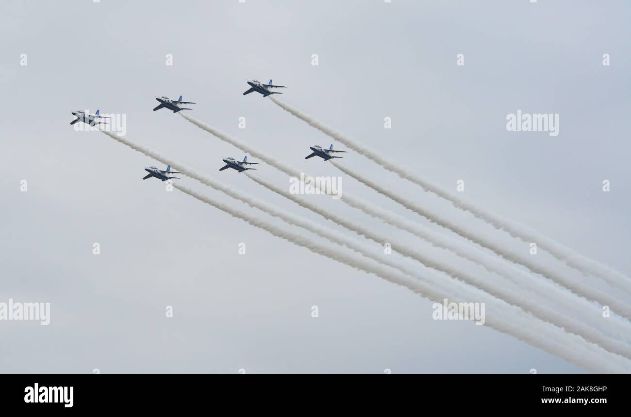Iruma, Japan - Nov 3, 2019. F-86 Sabres Blue Impulse Aerobatic ...