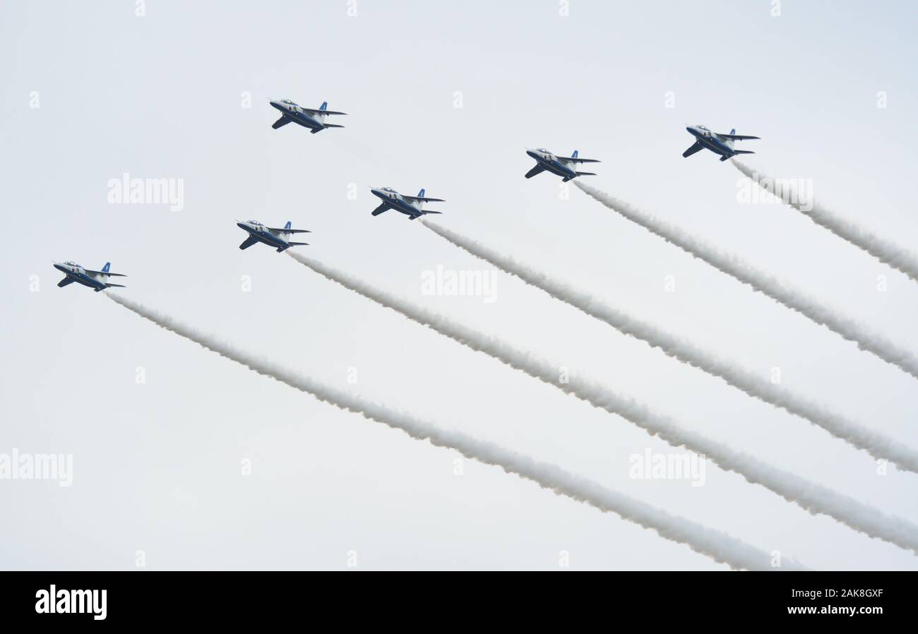 Iruma, Japan - Nov 3, 2019. F-86 Sabres Blue Impulse Aerobatic ...