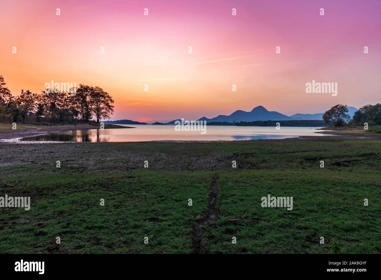 Beautiful Sunset in Malampuzha reservoir, view from Kava view point ...