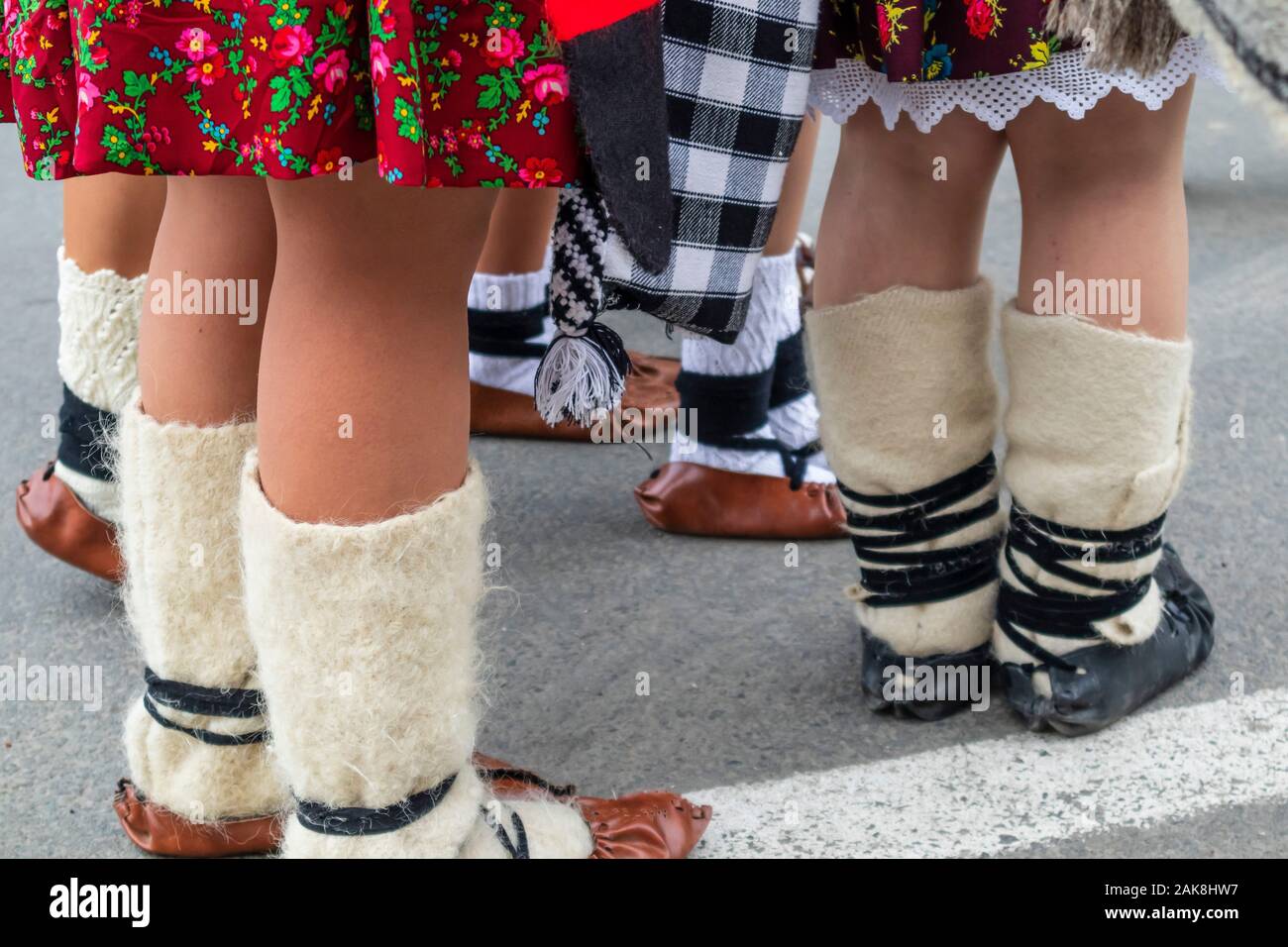 Maramures traditional costumes. Traditional Romanian peasant sandals ...