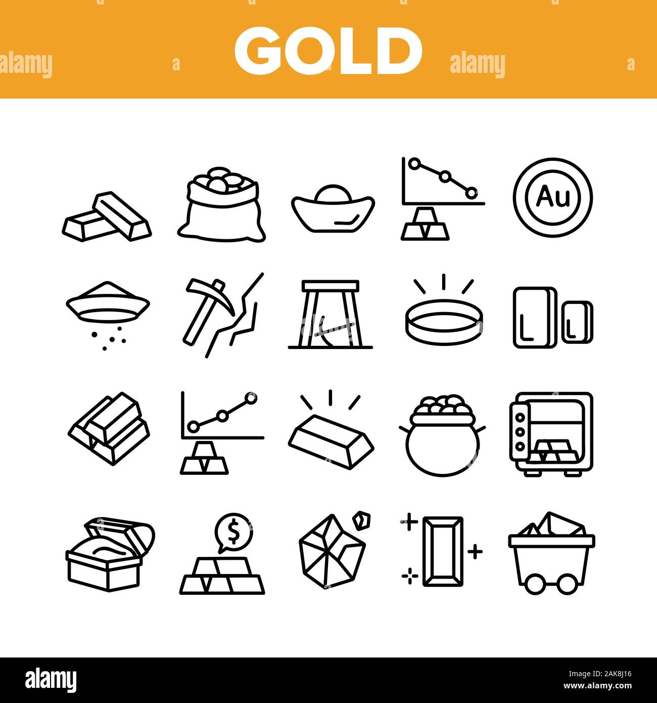 Gold Jewelry Metal Collection Icons Set Vector Stock Vector Image & Art ...