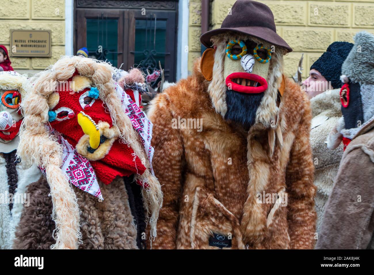 Christmas carols and games with masks. Big carnival parade, hundreds of ...
