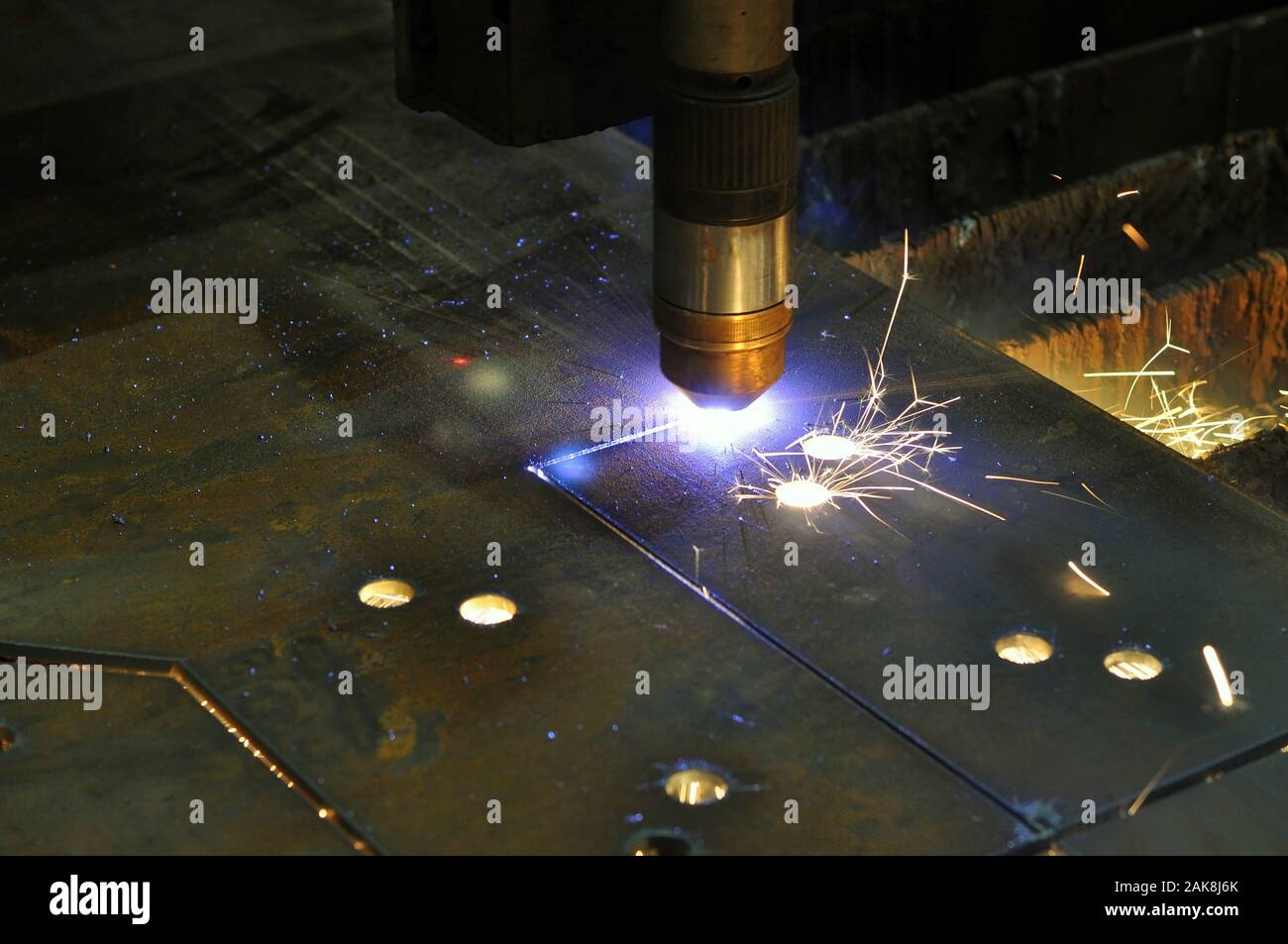 Metal cutting. The process of cutting metal using plasma cutting ...