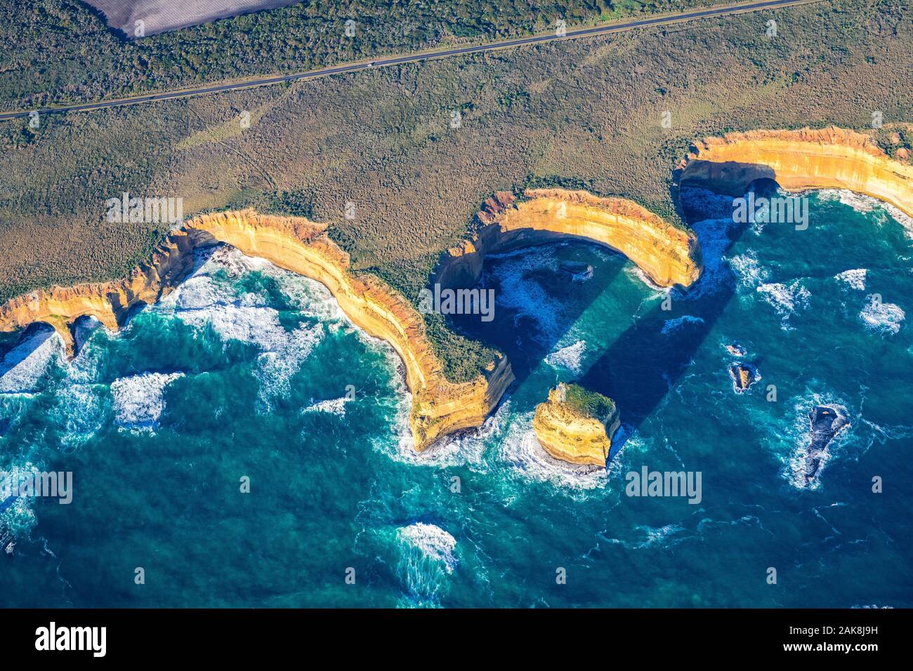 Panoramic aerial view of twelve apostles coastline at Port Campbell ...