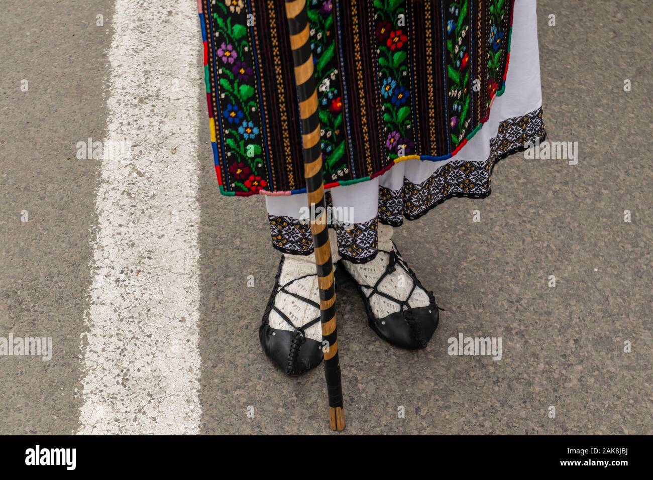 Maramures traditional costumes. Traditional Romanian peasant sandals ...