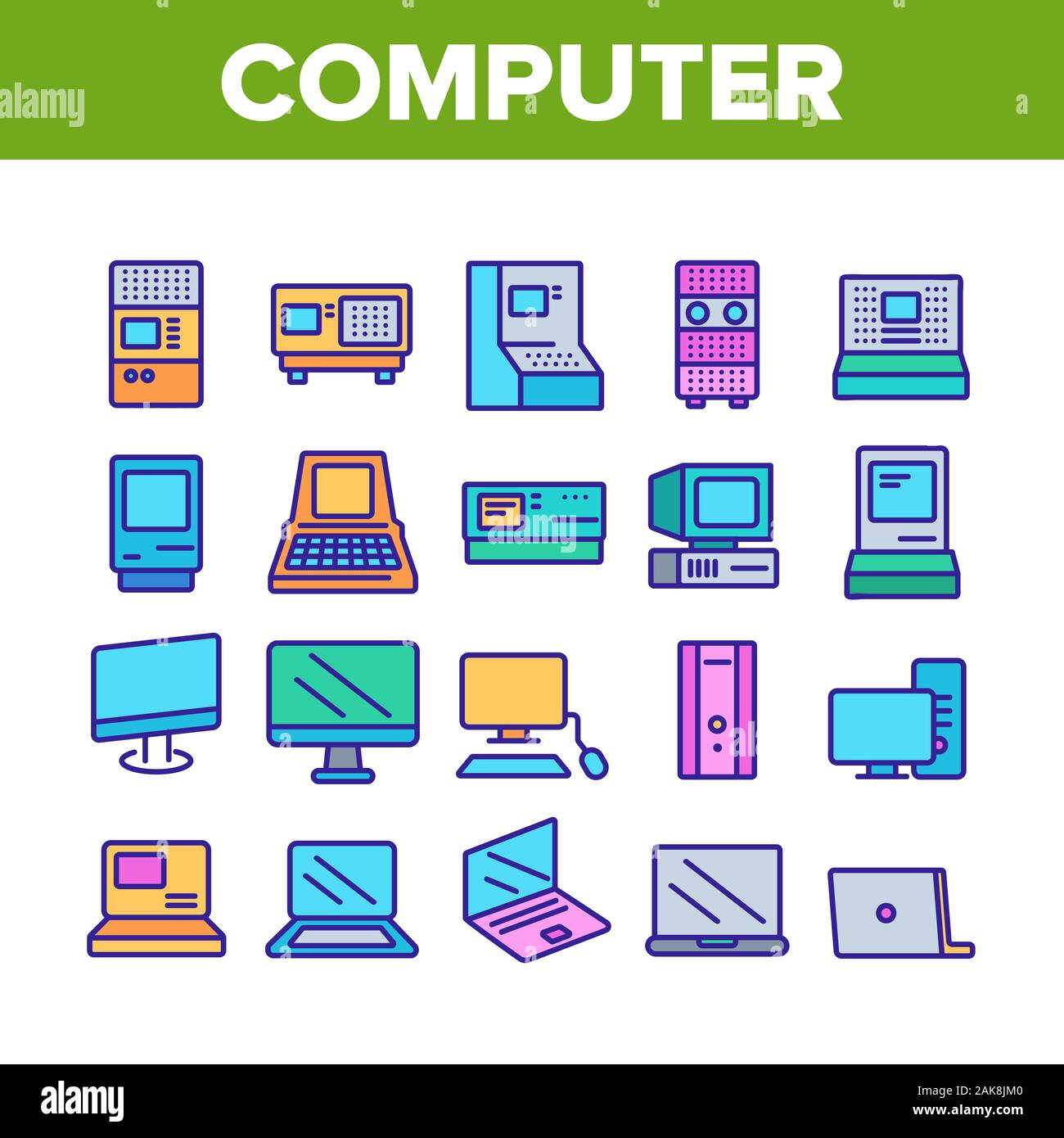 Computer Equipment Collection Icons Set Vector Stock Vector Image & Art ...