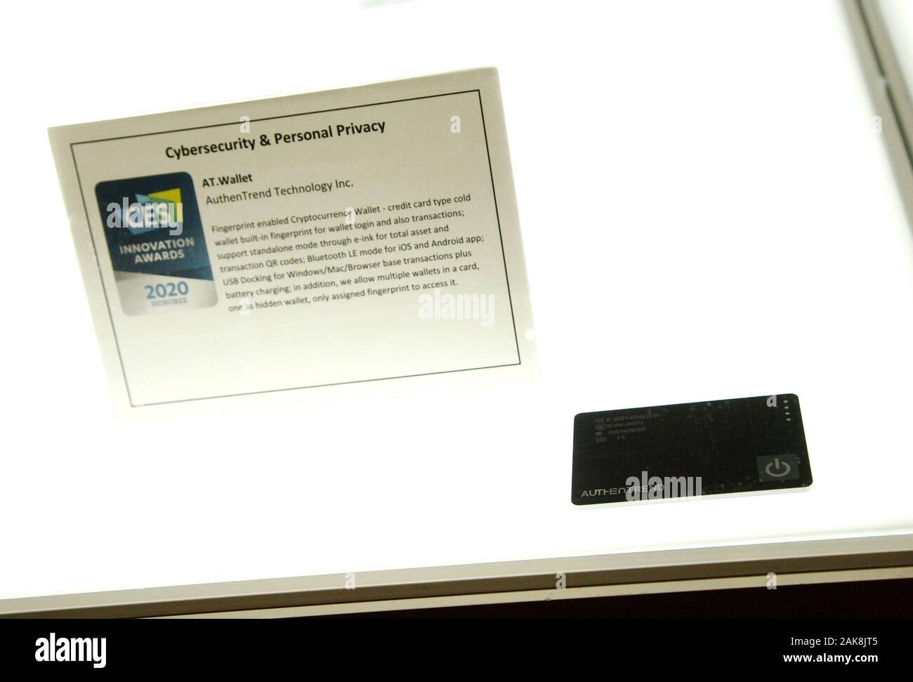 Las Vegas, United States. 7th Jan, 2020. A view of the AT.Wallet that ...