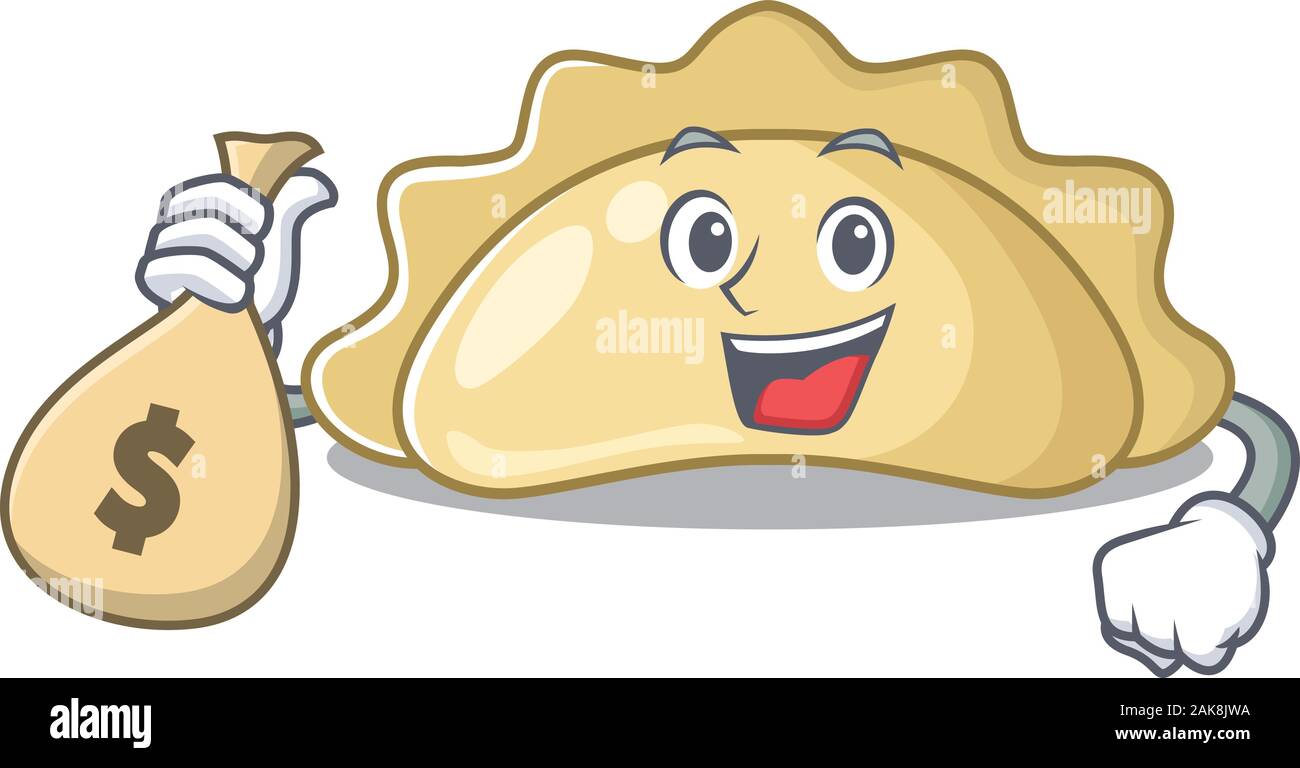 Happy rich pierogi cartoon character with money bag Stock Vector Image ...