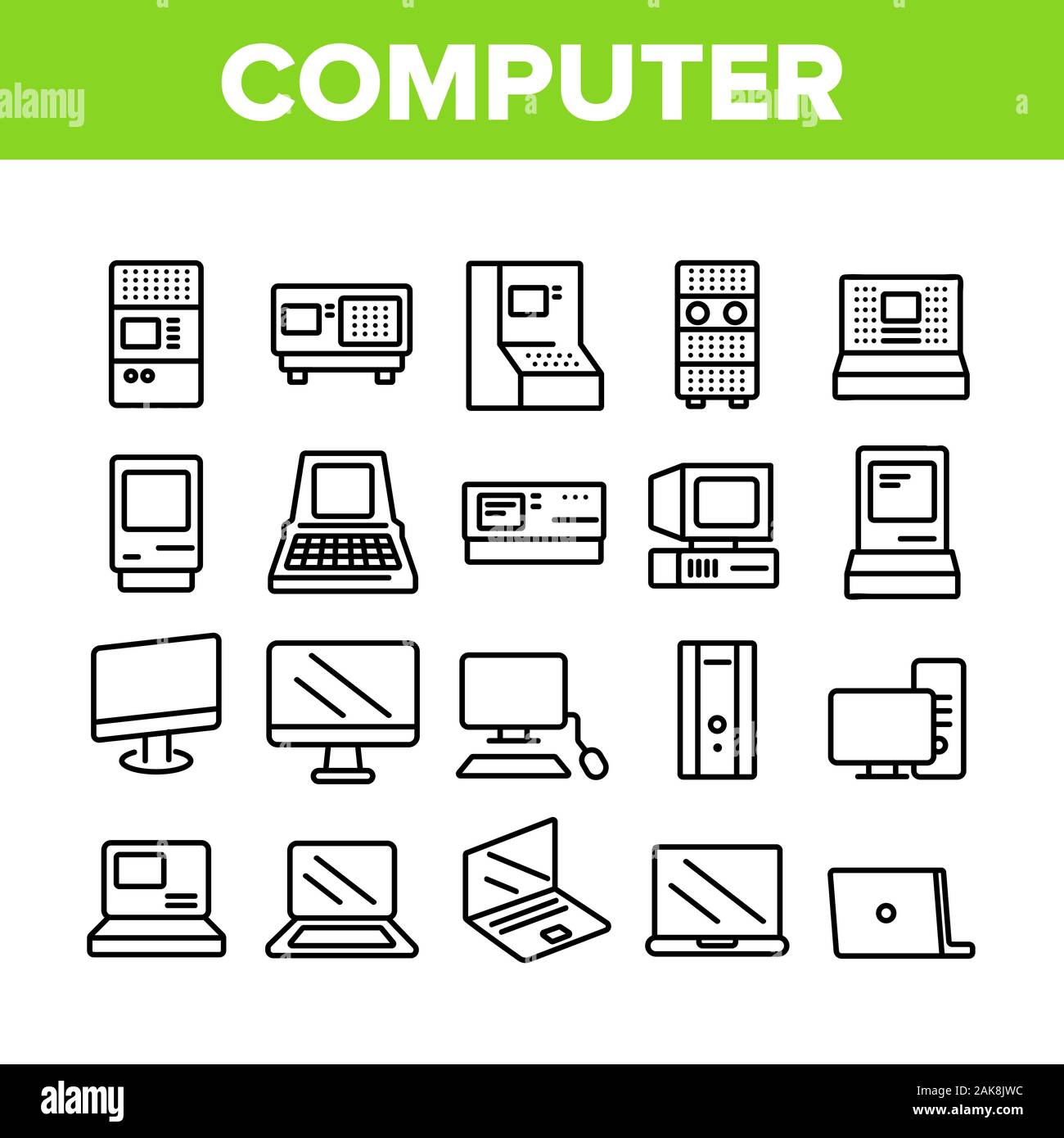 Computer Equipment Collection Icons Set Vector Stock Vector Image & Art ...