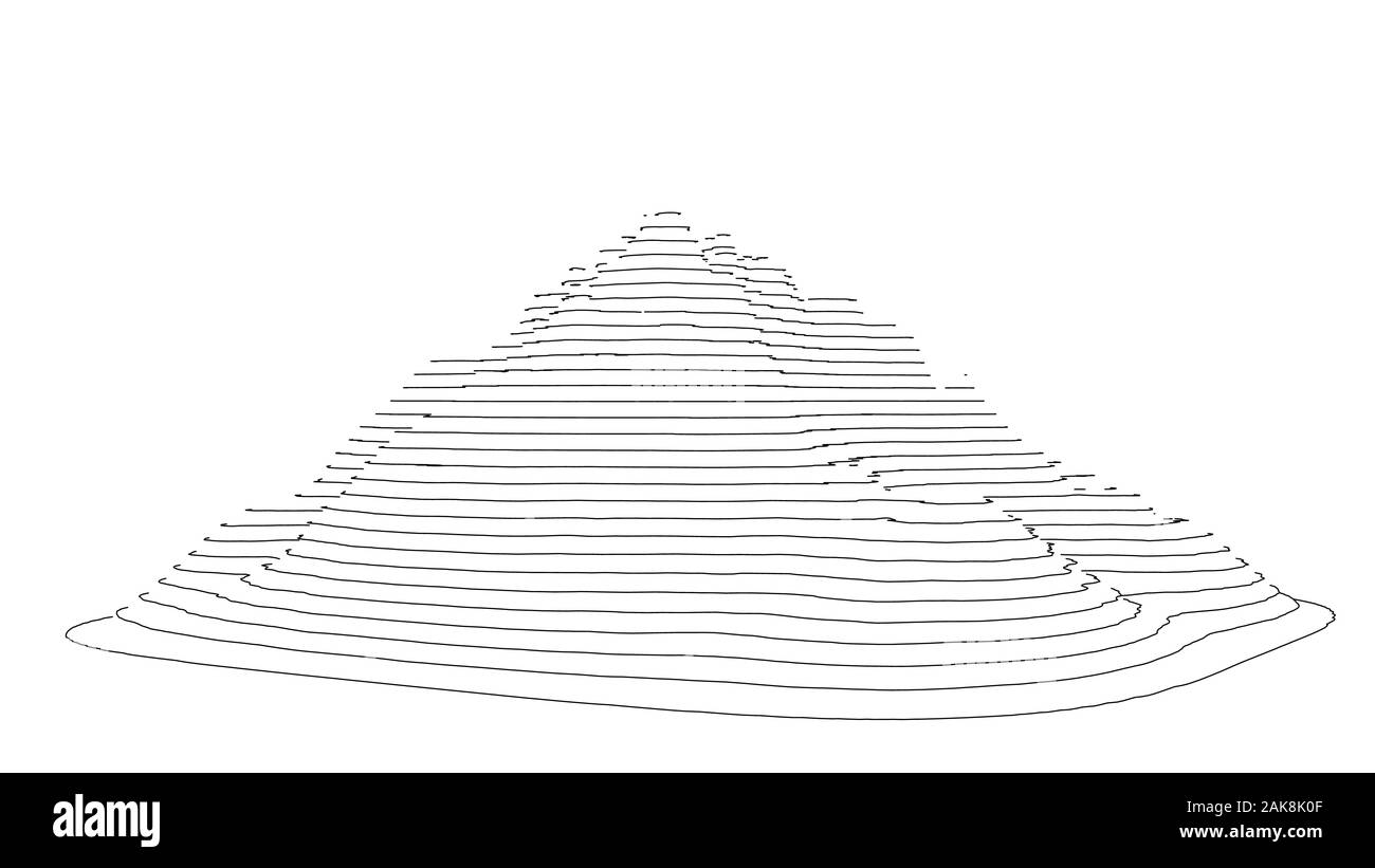 Curve lines in the shape of a part of a mountain range. Vector ...