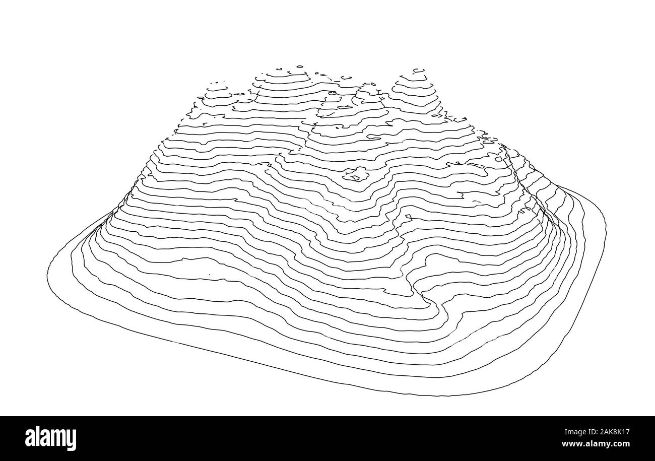 Curve lines in the shape of a part of a mountain range. Vector ...