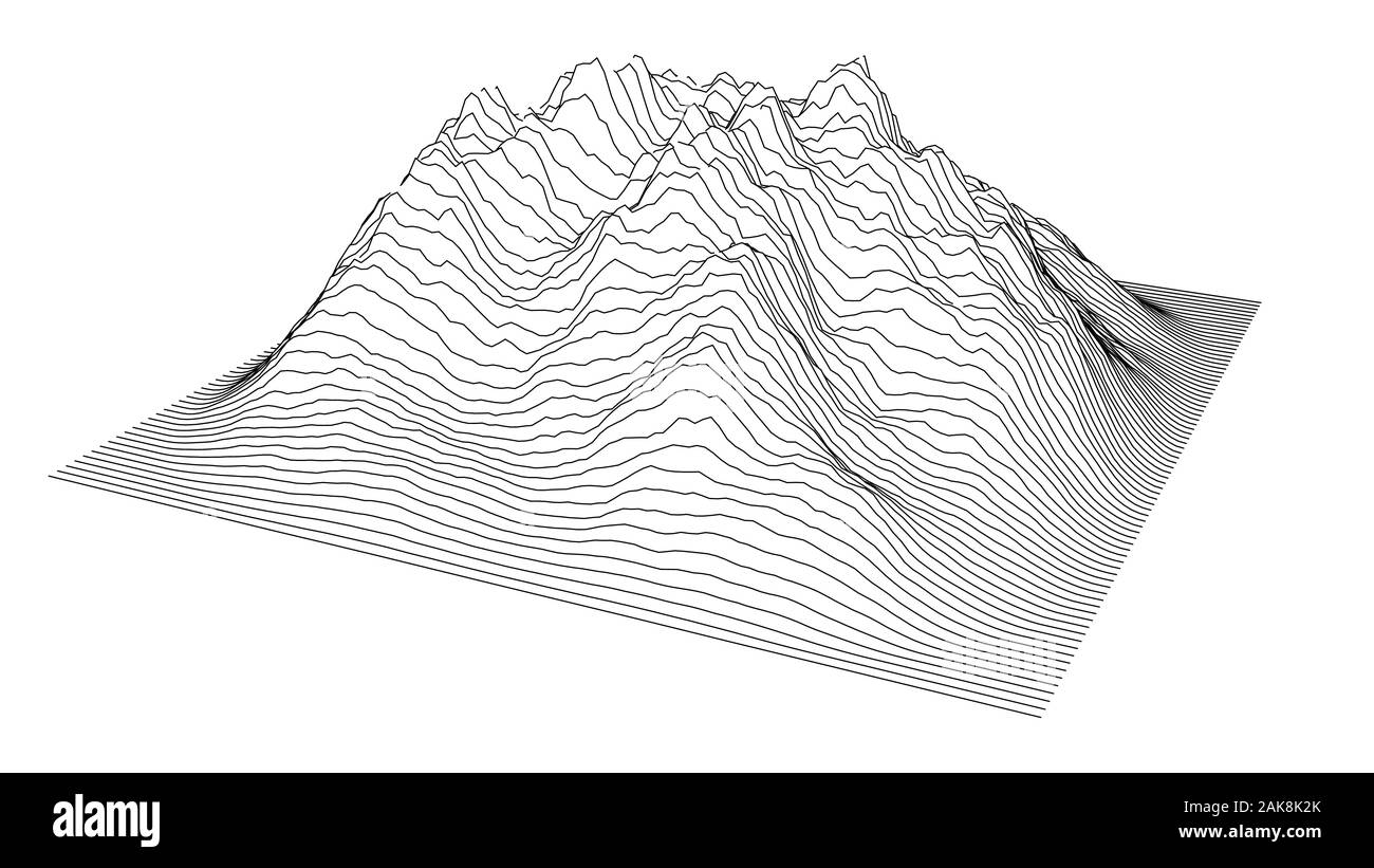 Curve lines in the shape of a part of a mountain range. Vector ...