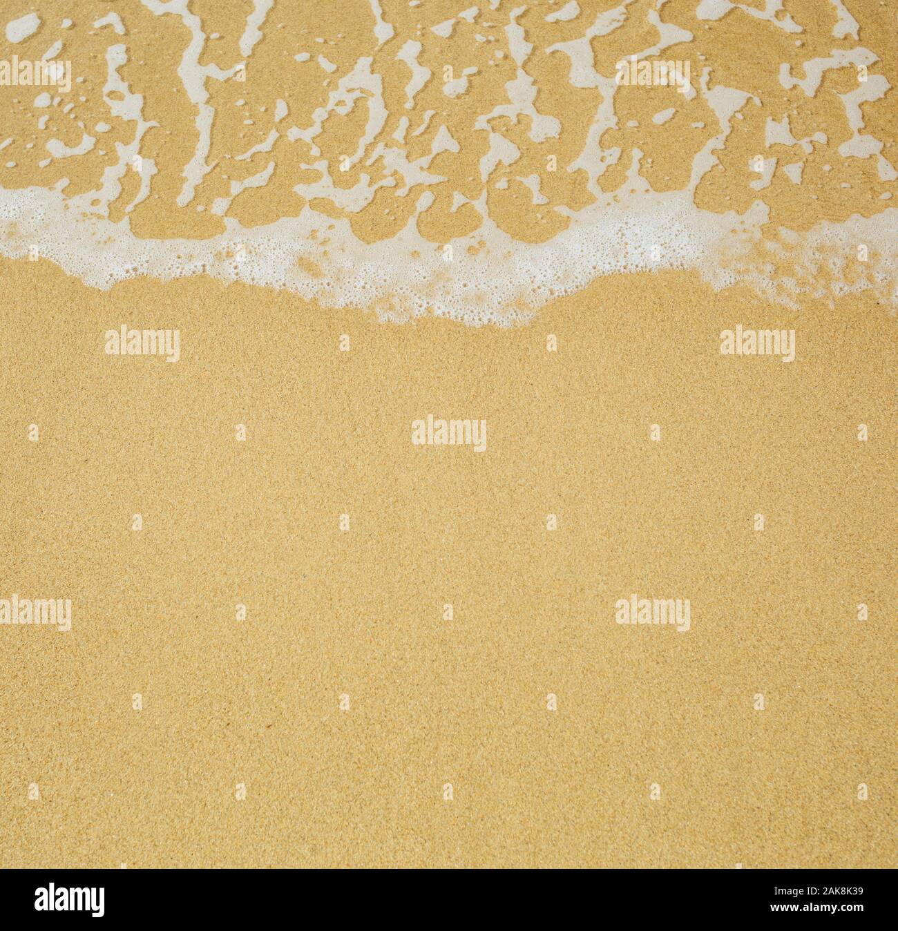 Soft wave of sea foam on sandy beach. Background, texture Stock Photo ...