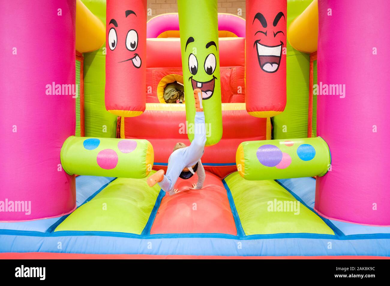 Children's fair with inflatable castles for jumping and bouncing ...