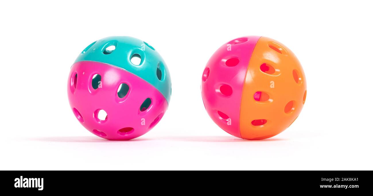 Cat colorful plastic toy ball isolated on white background Stock Photo ...