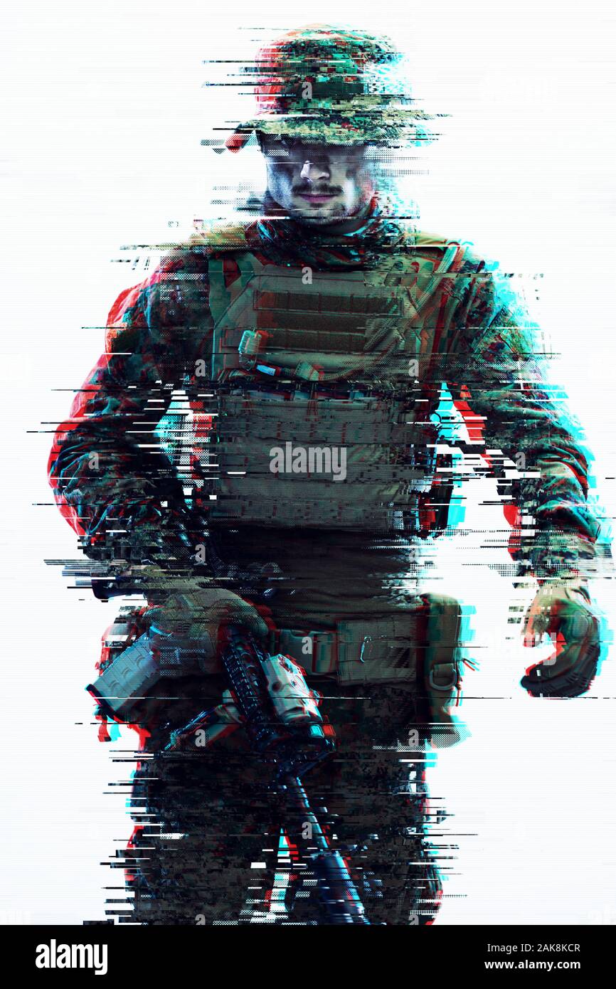 american marine corps special operations soldier with fire arm weapon ...