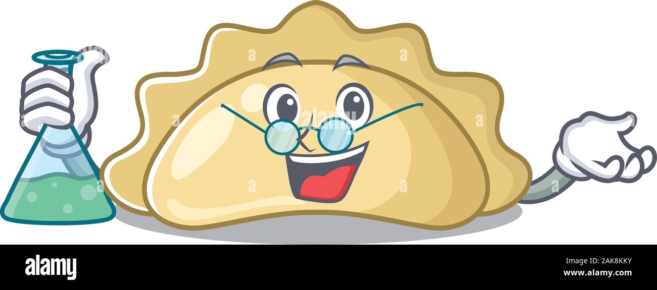 Smart Professor pierogi cartoon character with glass tube Stock Vector ...