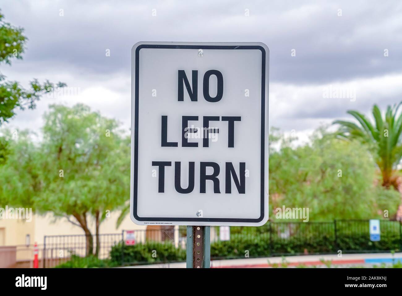 No Left Turn traffic sign on a pole Stock Photo - Alamy