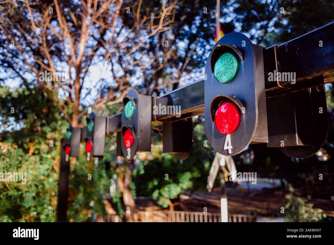 Small traffic light in line with numbers Stock Photo - Alamy