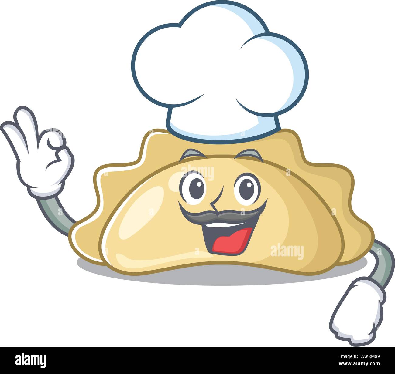 Pierogi cartoon character wearing costume of chef and white hat Stock ...