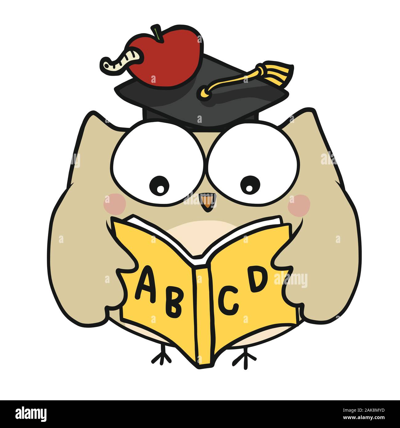 Owl student study book cartoon vector illustration Stock Vector Image ...