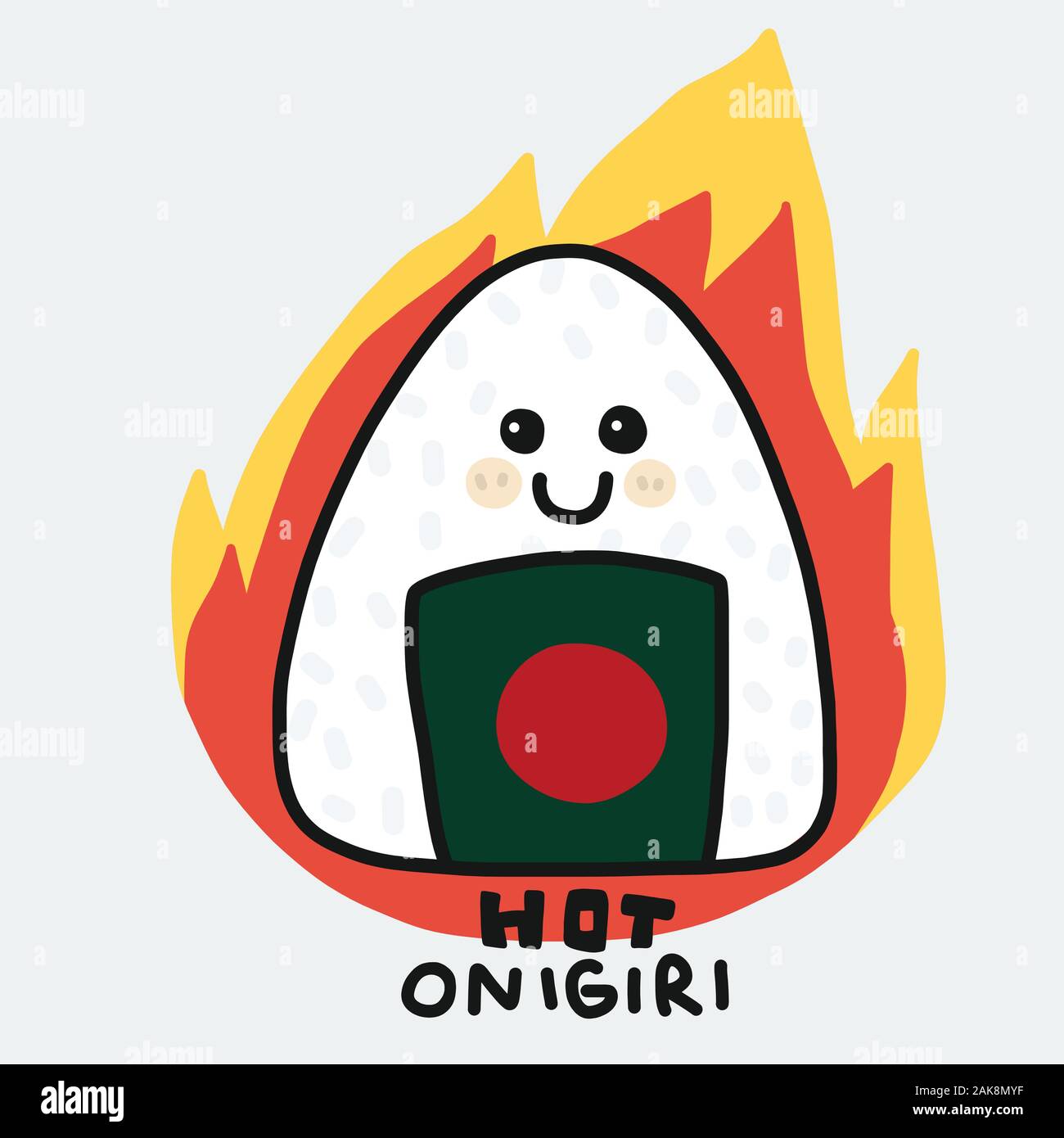 Hot Japanese onigiri cartoon vector illustration doodle style Stock ...