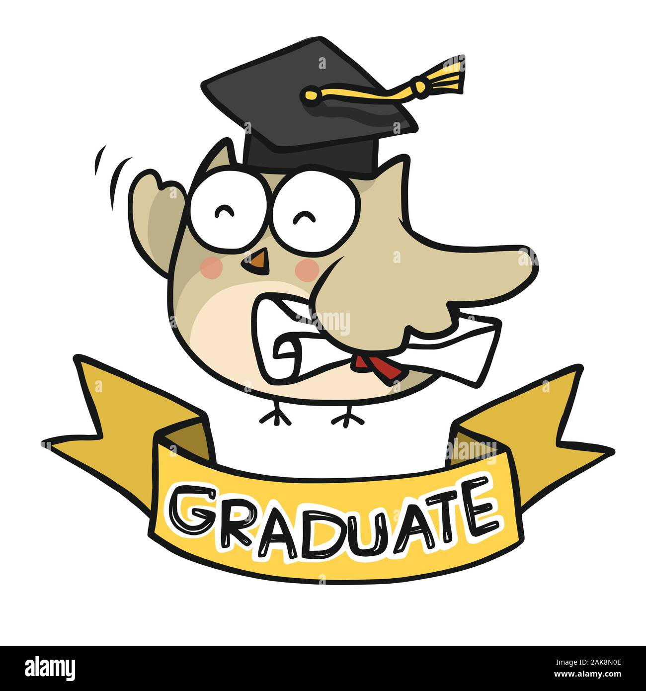 Owl student success graduate cartoon vector illustration Stock Vector ...