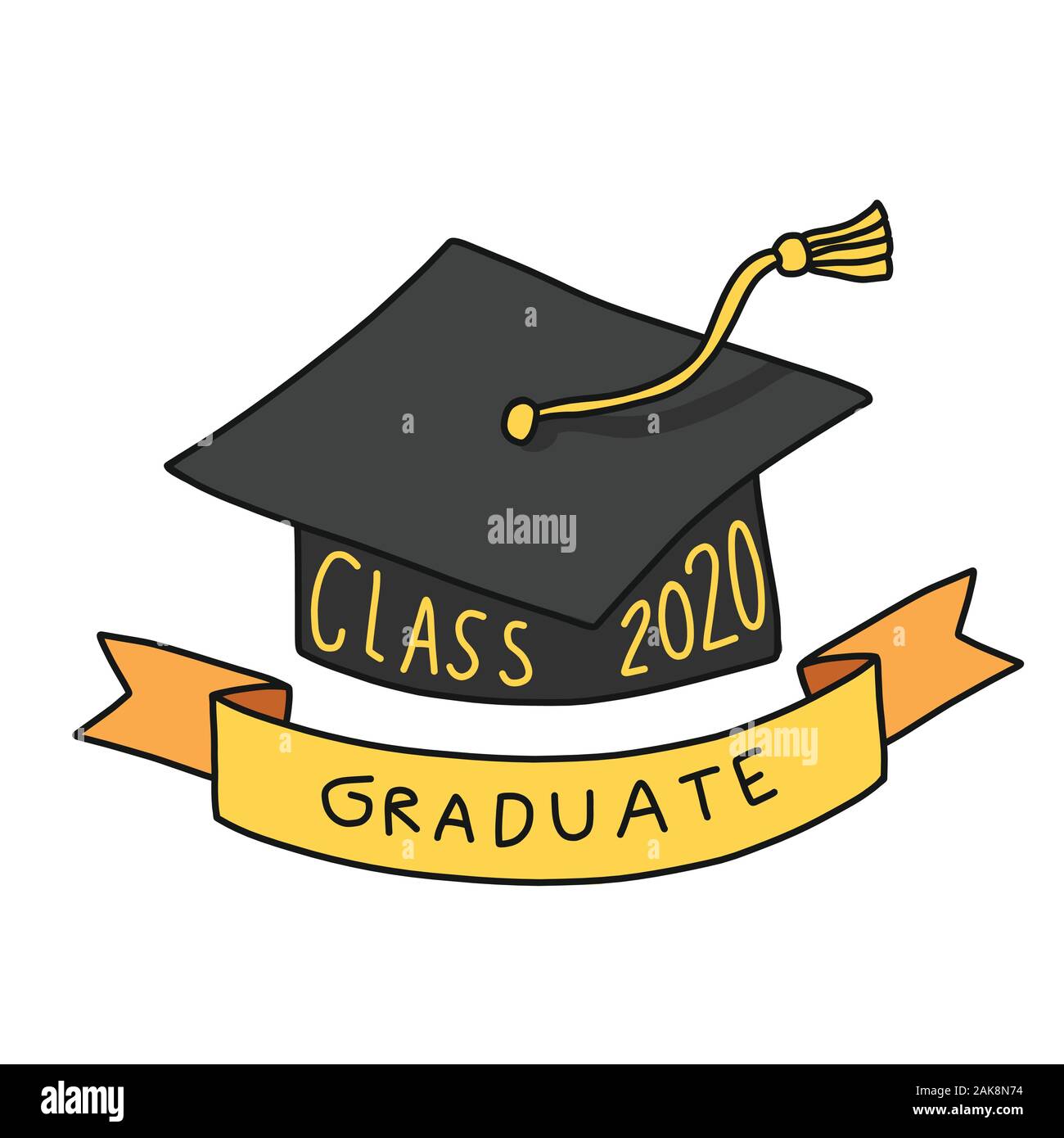 Class 2020 graduate square academic cap cartoon vector illustration ...
