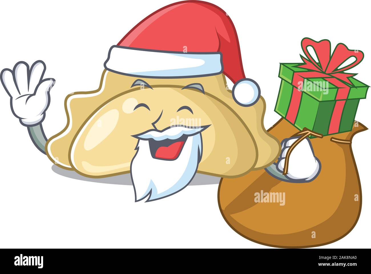 Santa pierogi Cartoon character design having box of gift Stock Vector ...