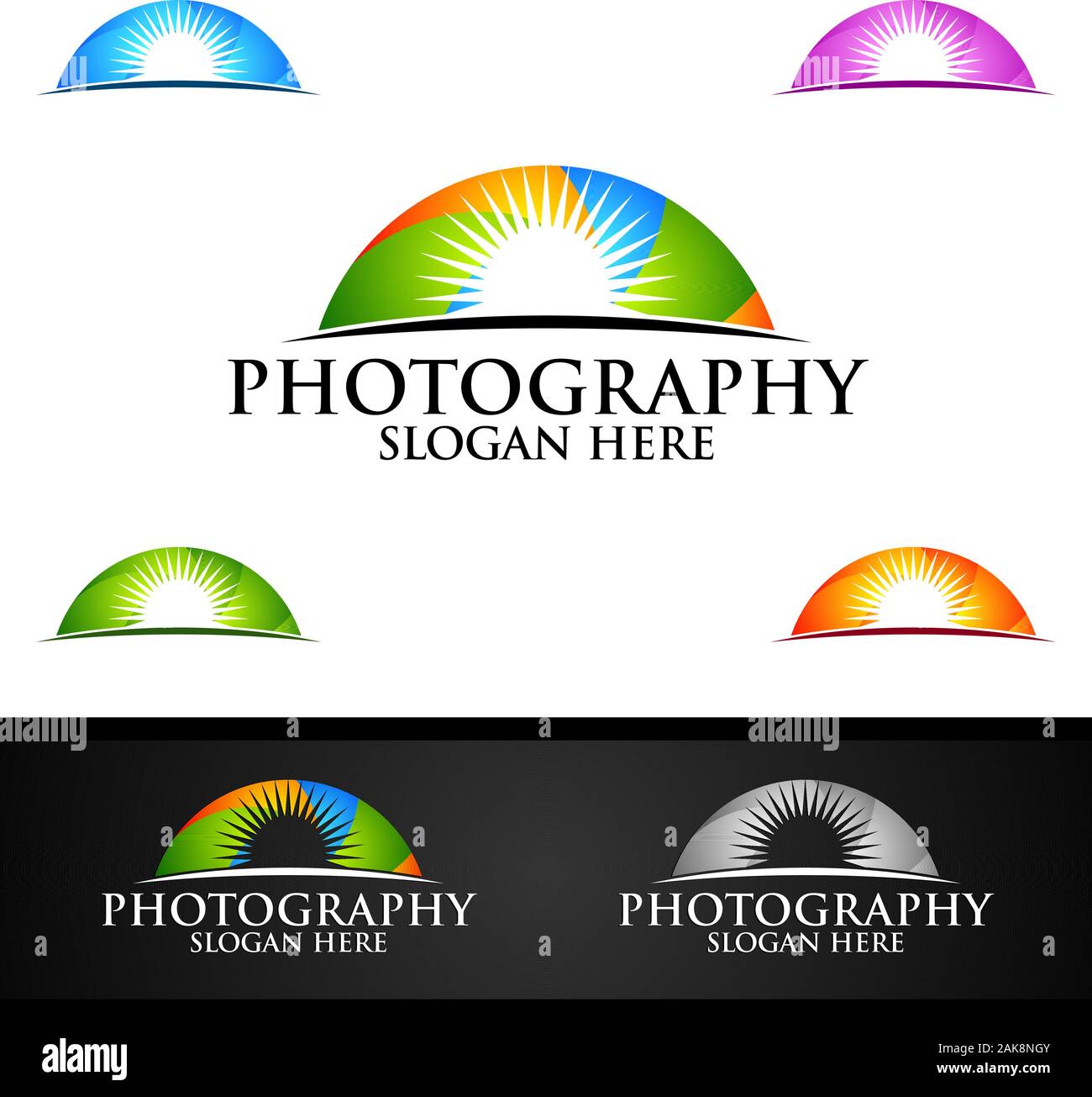 Sunrise Camera Photography Logo Icon Vector Design Template Stock ...