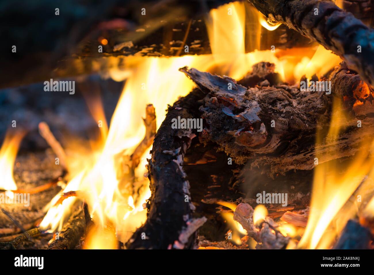 Burning bonfire close-up. Abstract background. Concept of nature and ...
