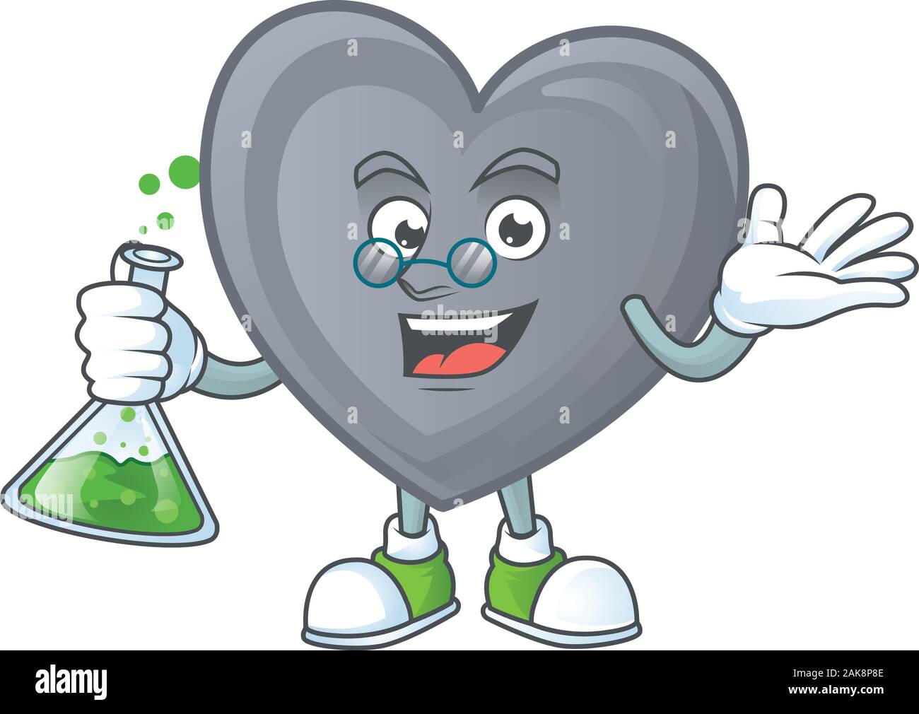 Smart Professor grey love cartoon character with glass tube Stock ...