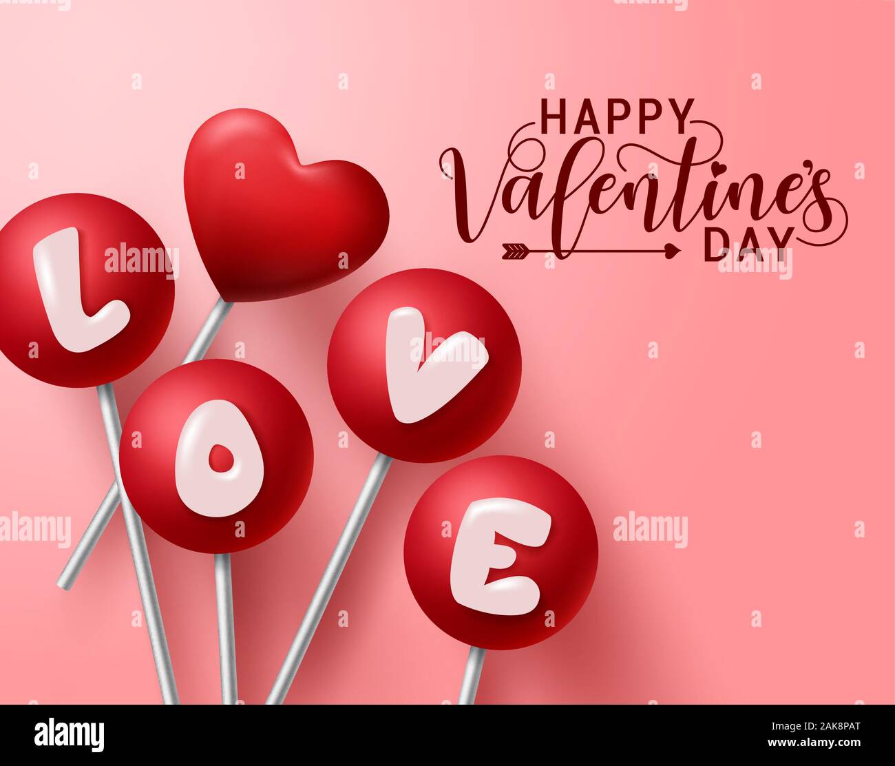 Valentines love candy vector design. Happy valentines day greeting text ...