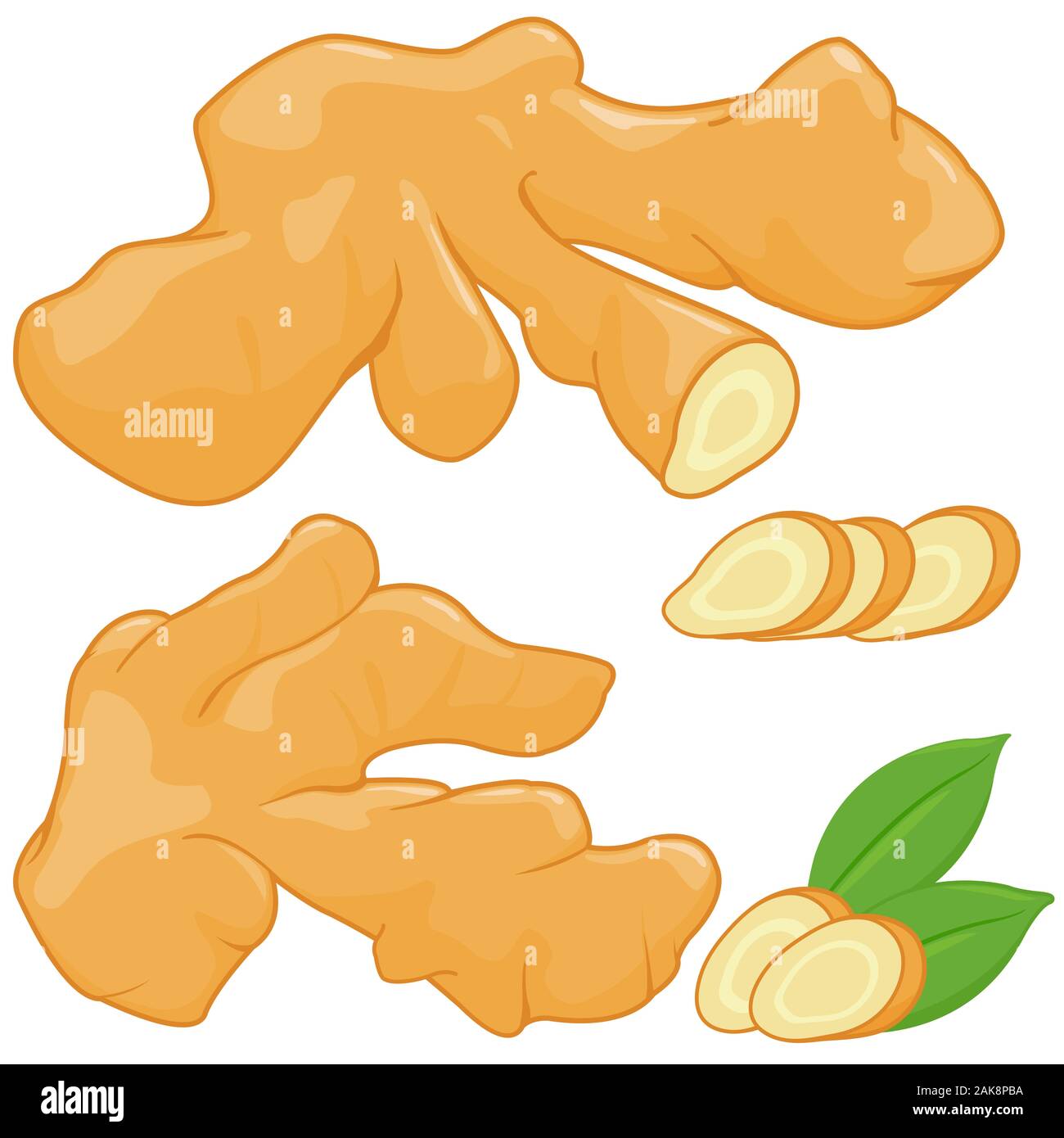 Whole and sliced fresh ginger roots on white background Stock Photo - Alamy