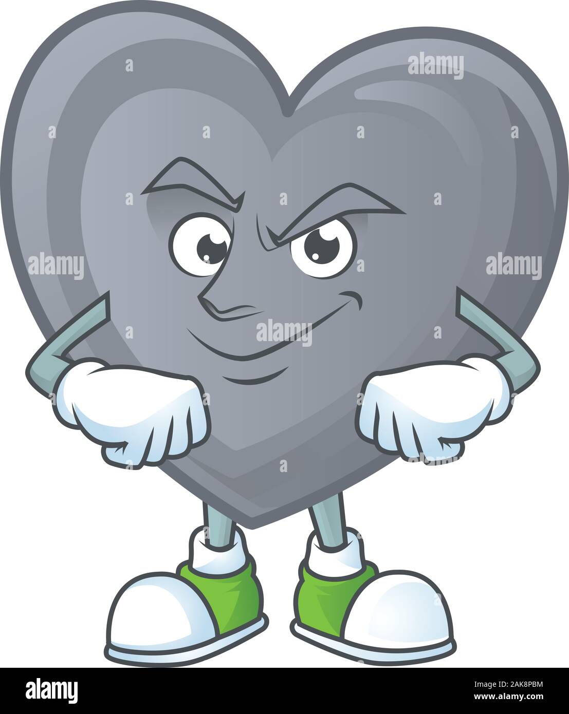 Grey love mascot cartoon character style with Smirking face Stock ...