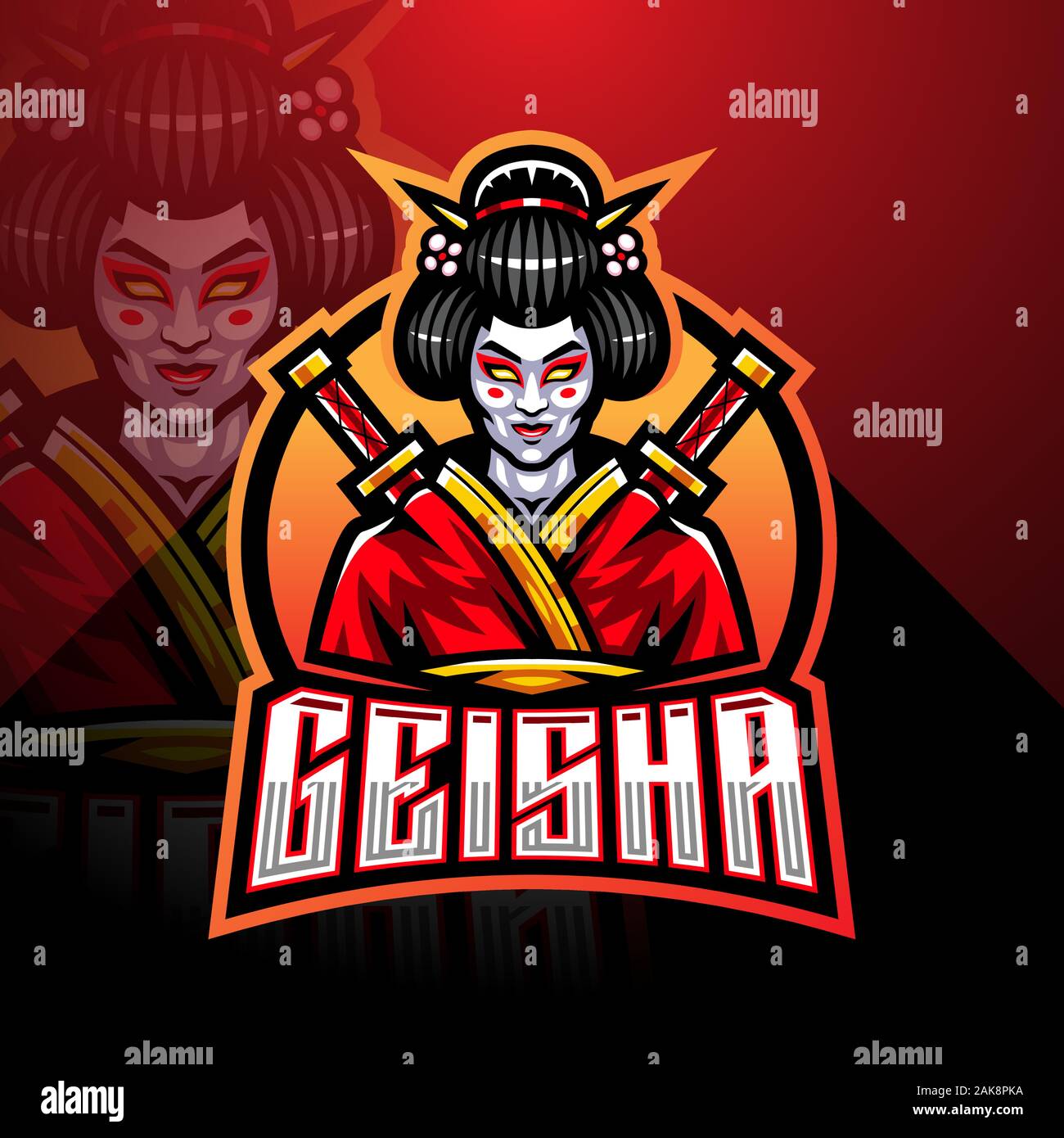 Geisha esport mascot logo design Stock Vector Image & Art - Alamy