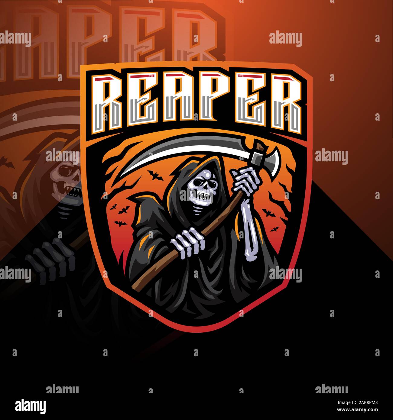 Skull reaper logo mascot design Stock Vector Image & Art - Alamy