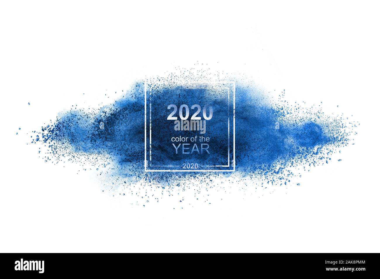 Classical blue powder explosion color of the year 2020 Stock Photo - Alamy