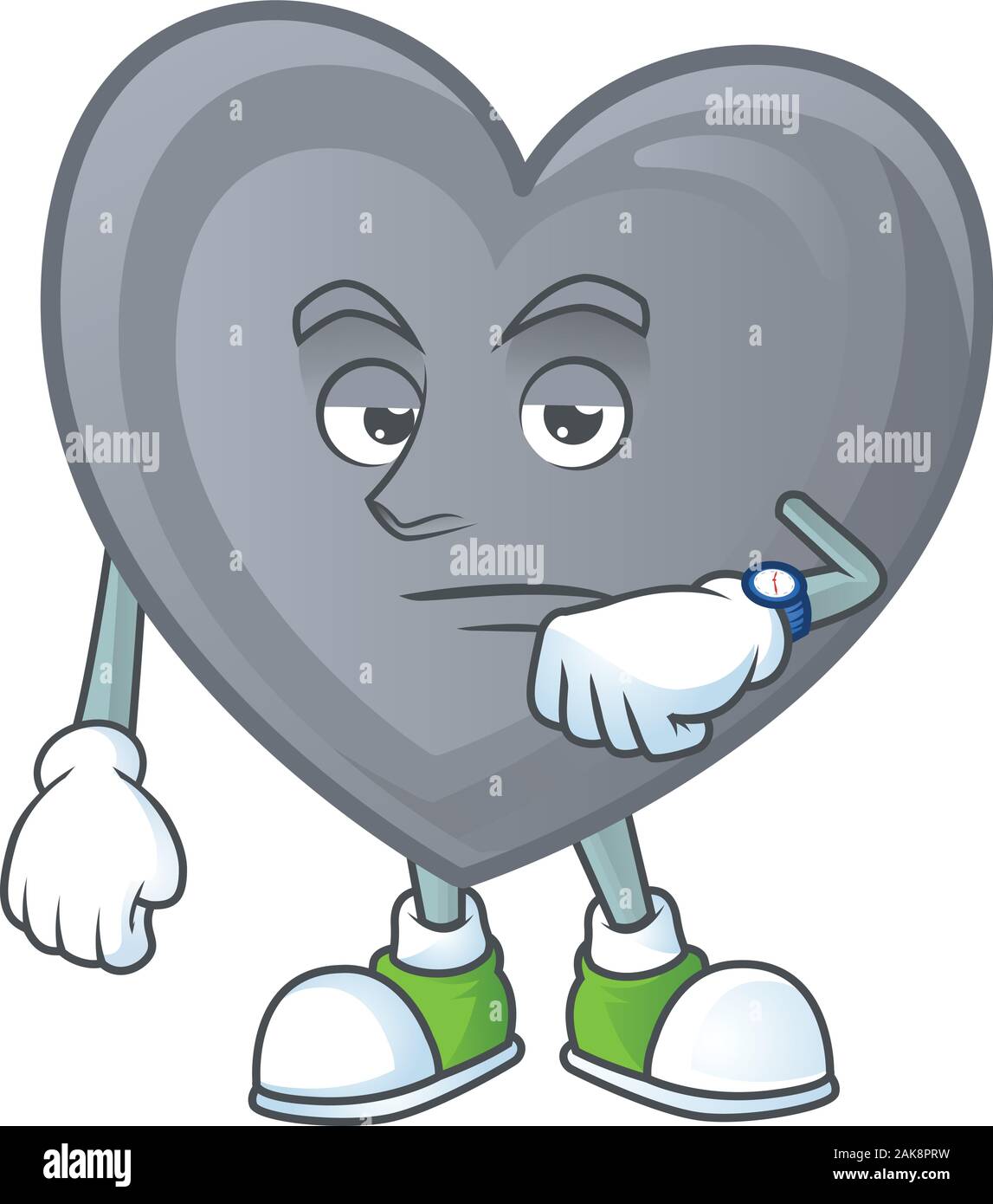 cartoon character design of grey love on a waiting gesture Stock Vector ...