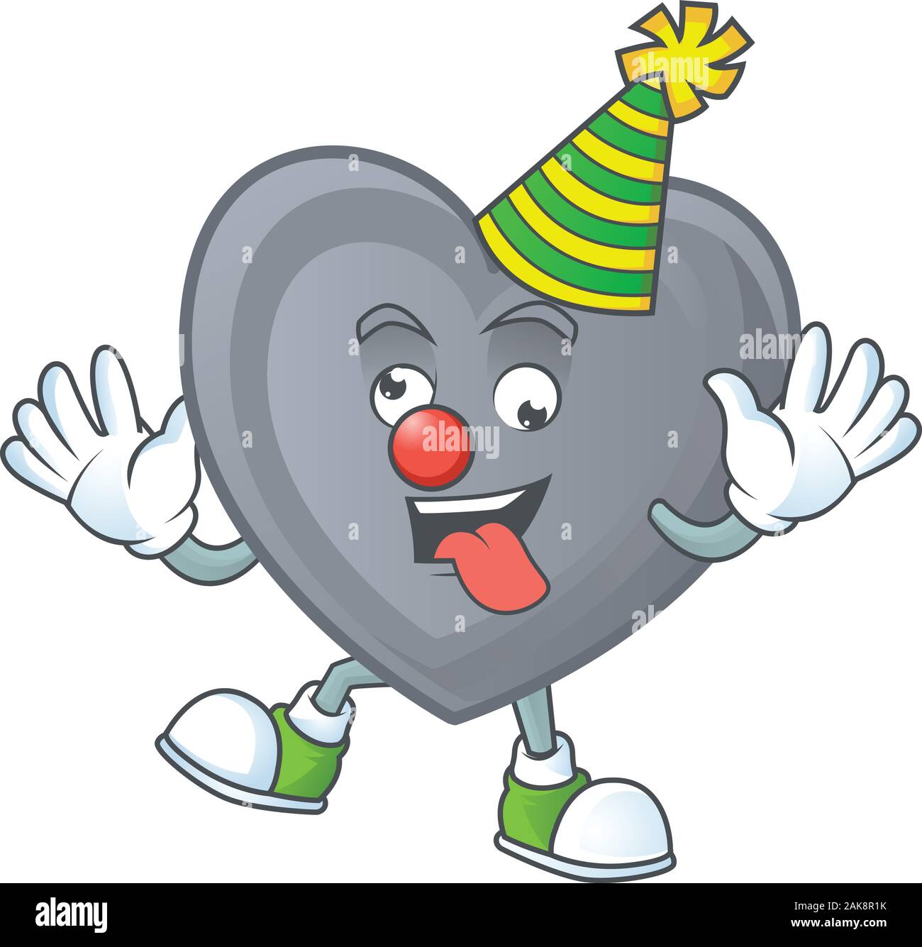 Funny Clown grey love cartoon character mascot design Stock Vector ...