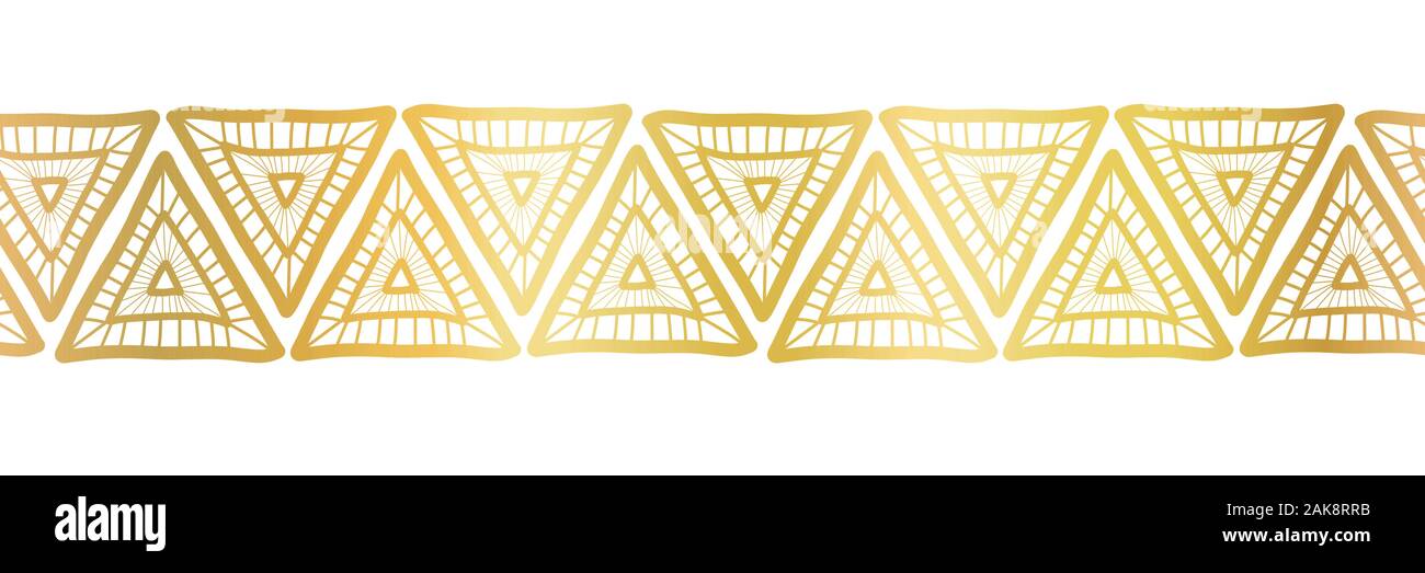 Golden triangles seamless vector border. Gold foil triangles. Boho ...