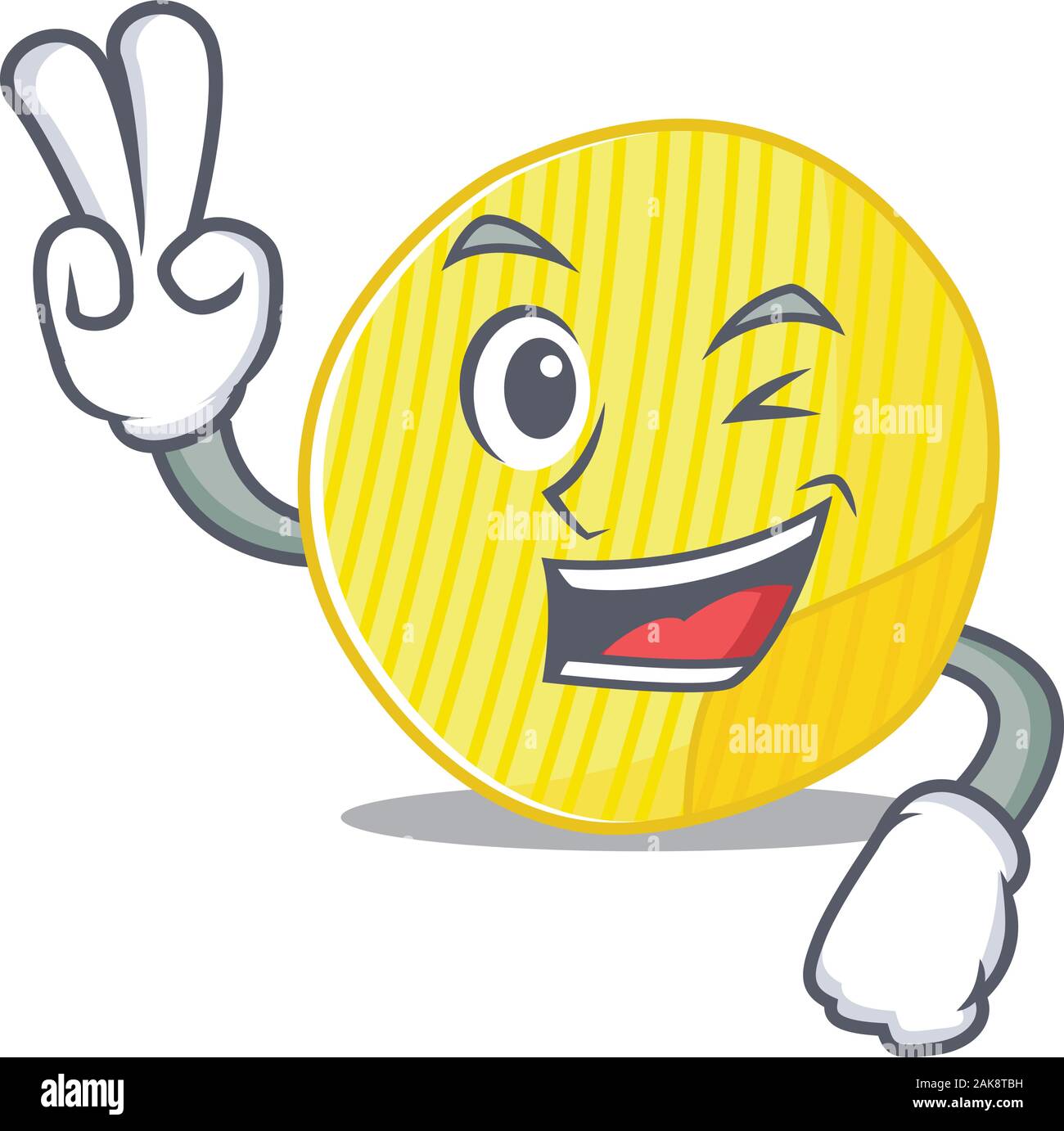 Smiley mascot of potato chips cartoon Character with two fingers Stock ...