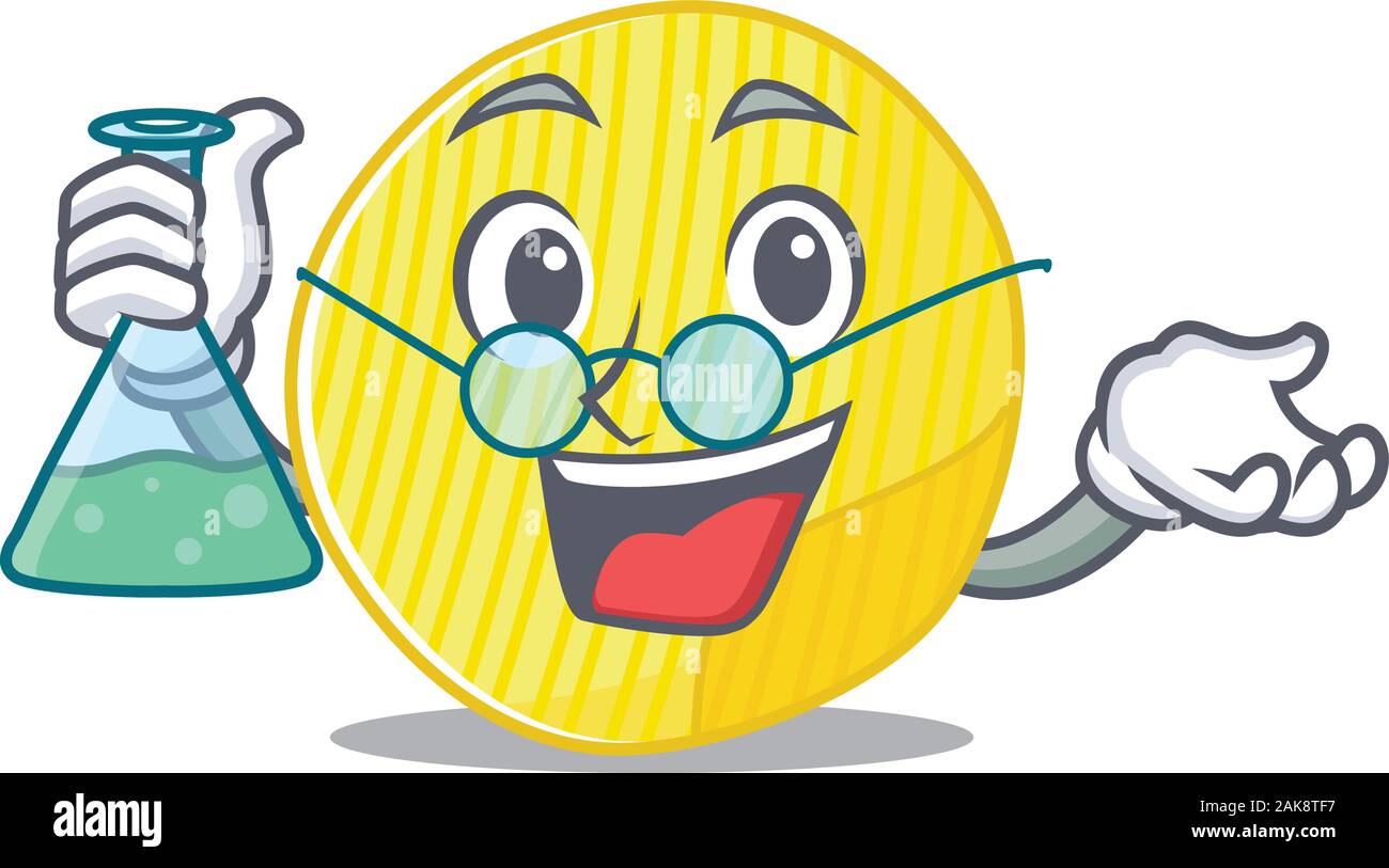 Smart Professor potato chips cartoon character with glass tube Stock ...
